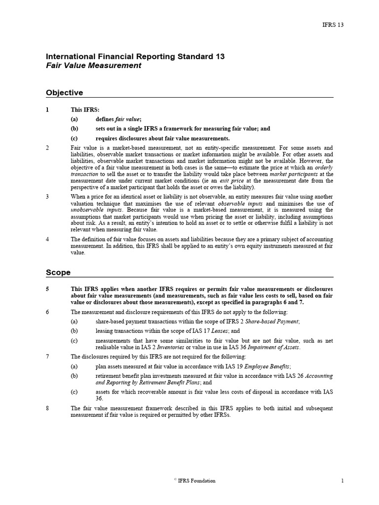 Ifrs 13 2018 | PDF | Fair Value | Valuation (Finance)