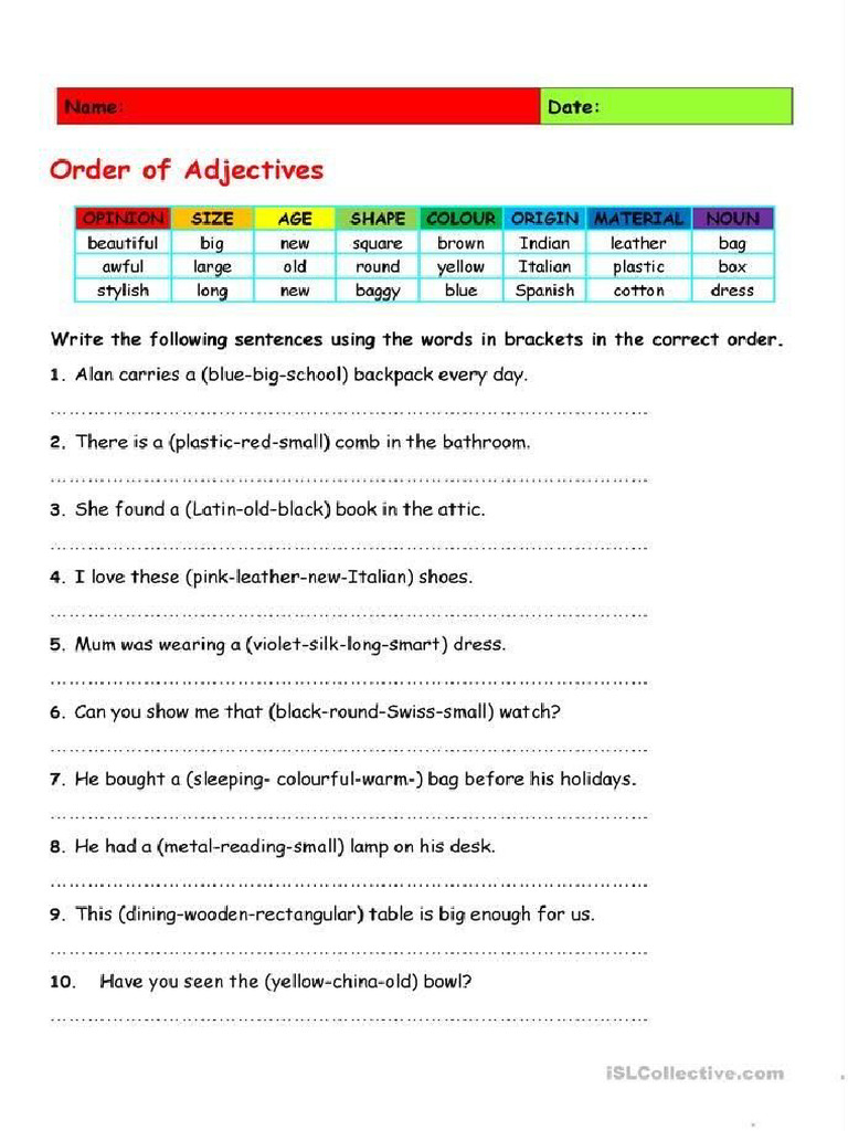 Adjective Order | PDF