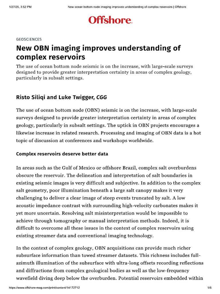 OBN - New Ocean Bottom Node Imaging Improves .. | PDF