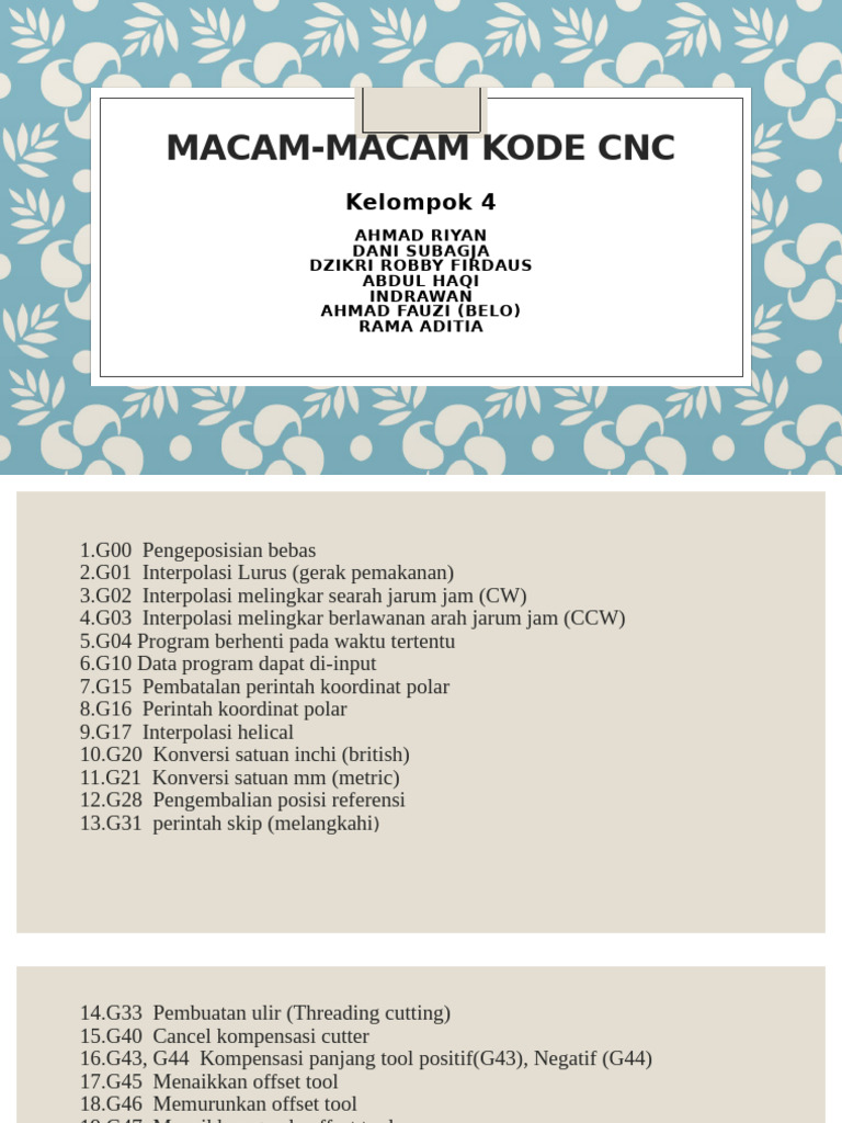 Macam-Macam Kode CNC2 | PDF