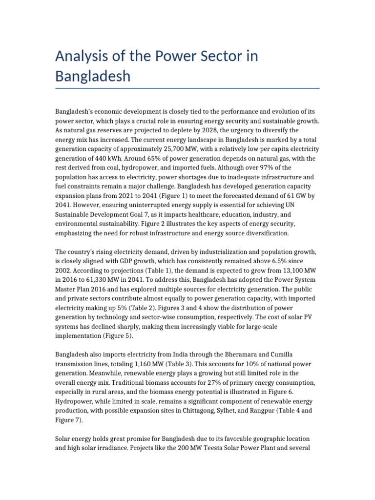 Bangladesh Power Sector Analysis Assignment | PDF | Solar Power | Renewable Energy