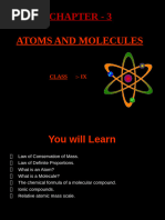 CLASS 9 Science (Chemistry) PPT Chapter 3 Atoms and Molecules - Pptx.new | PDF | Ion | Mole (Unit)
