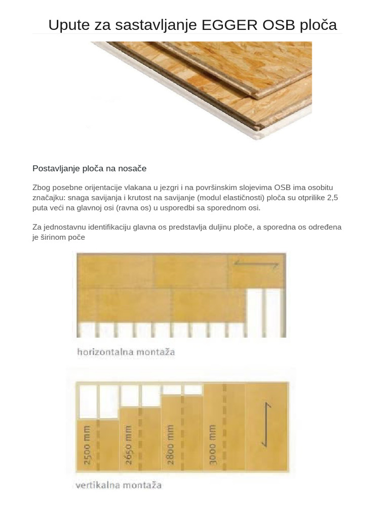 Upute Za Sastavljanje EGGER OSB Ploča | PDF