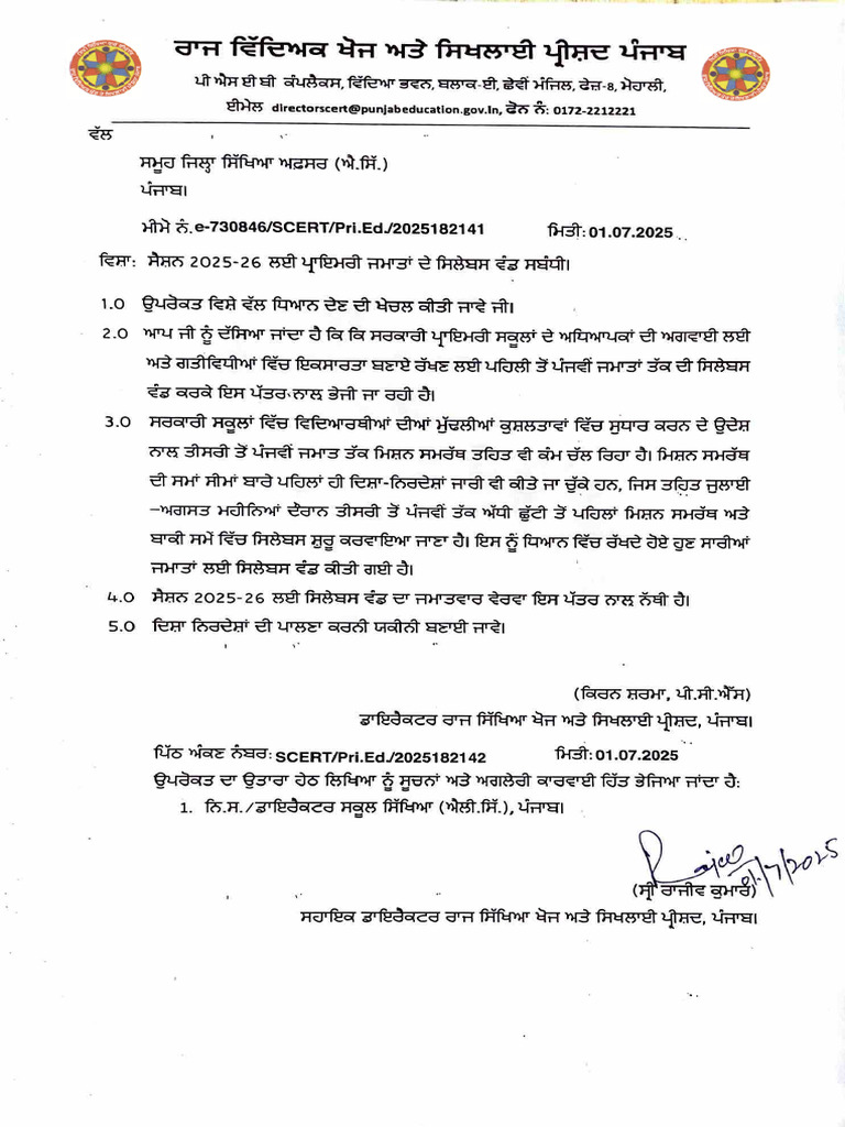 Syllabus Distribution-Primary Session-2025-26 | PDF