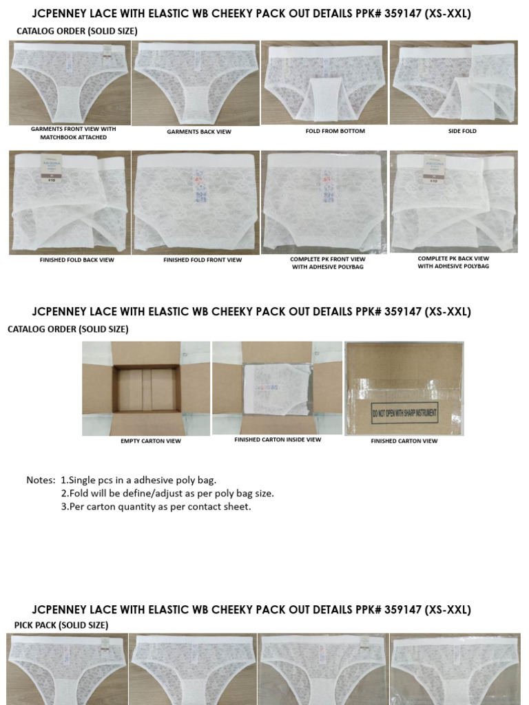 Jcpenney Lace With Elastic Wb Cheeky Pack Out Details Ppk# 359147 (Xs-x... | PDF