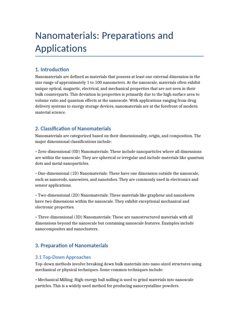 One-Dimensional Nanomaterials Overview | PDF | Nanomaterials ...