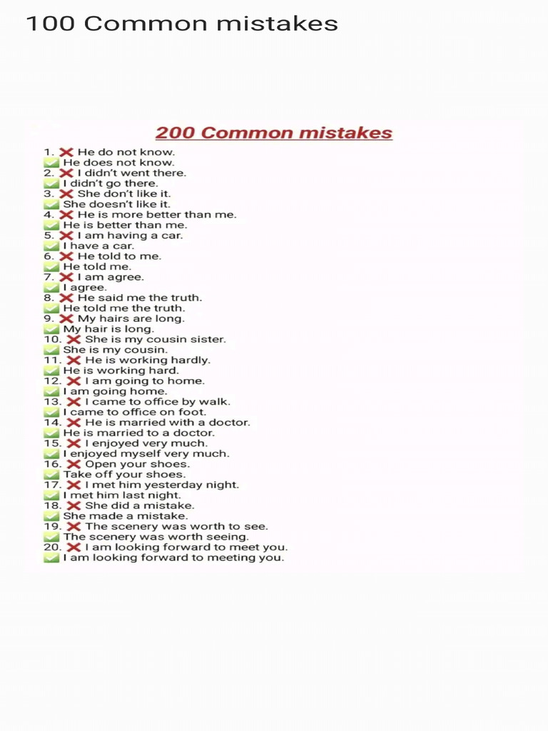 100 Common Mistakes | PDF