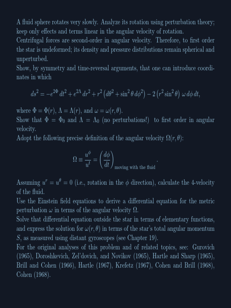 Perturbation Theory of Slow Rotating Fluid Sphere | PDF