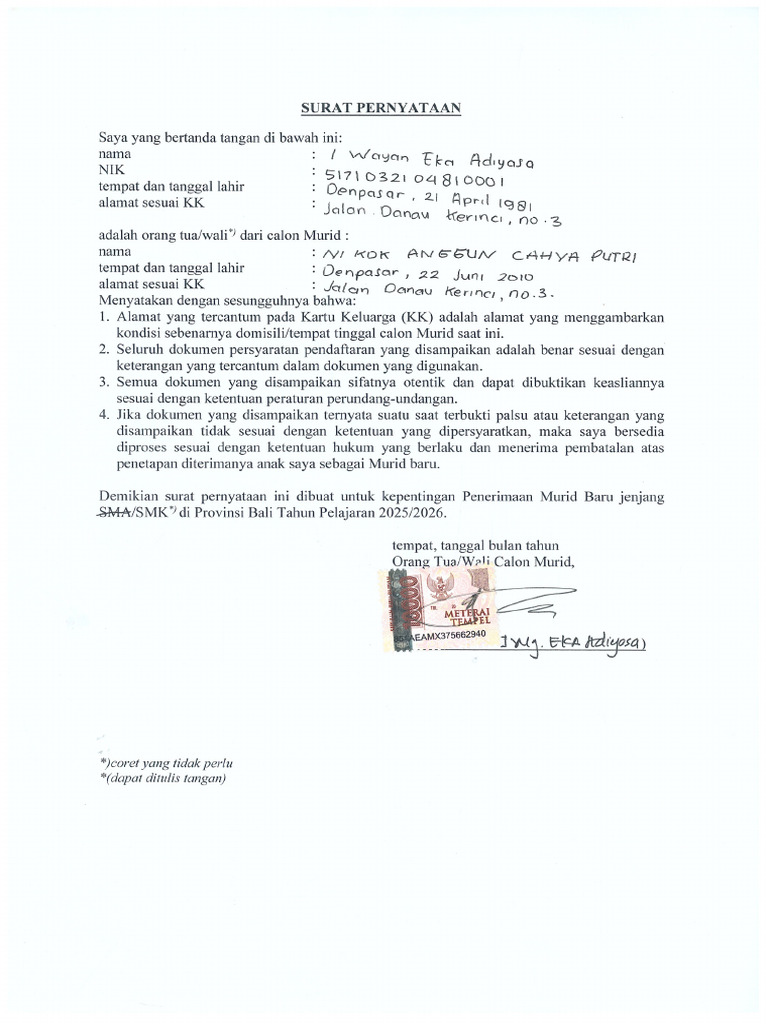 Surat Pernyatan | PDF