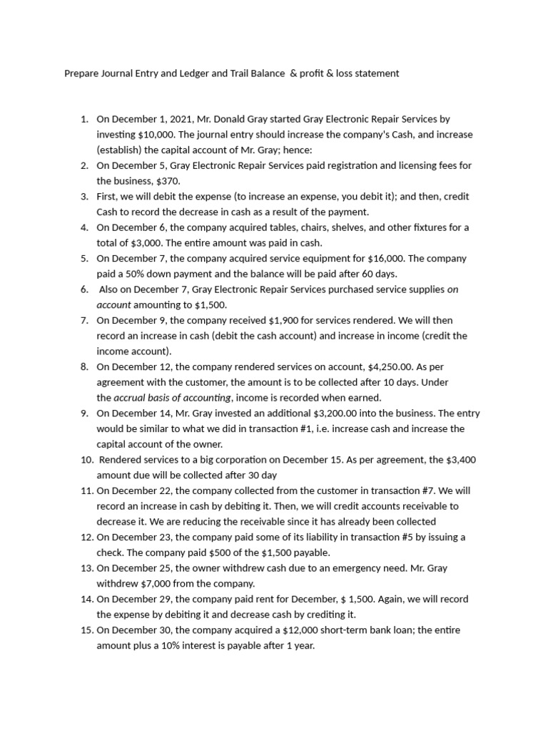 Journal Entries and Ledger for December | PDF | Debits And Credits ...