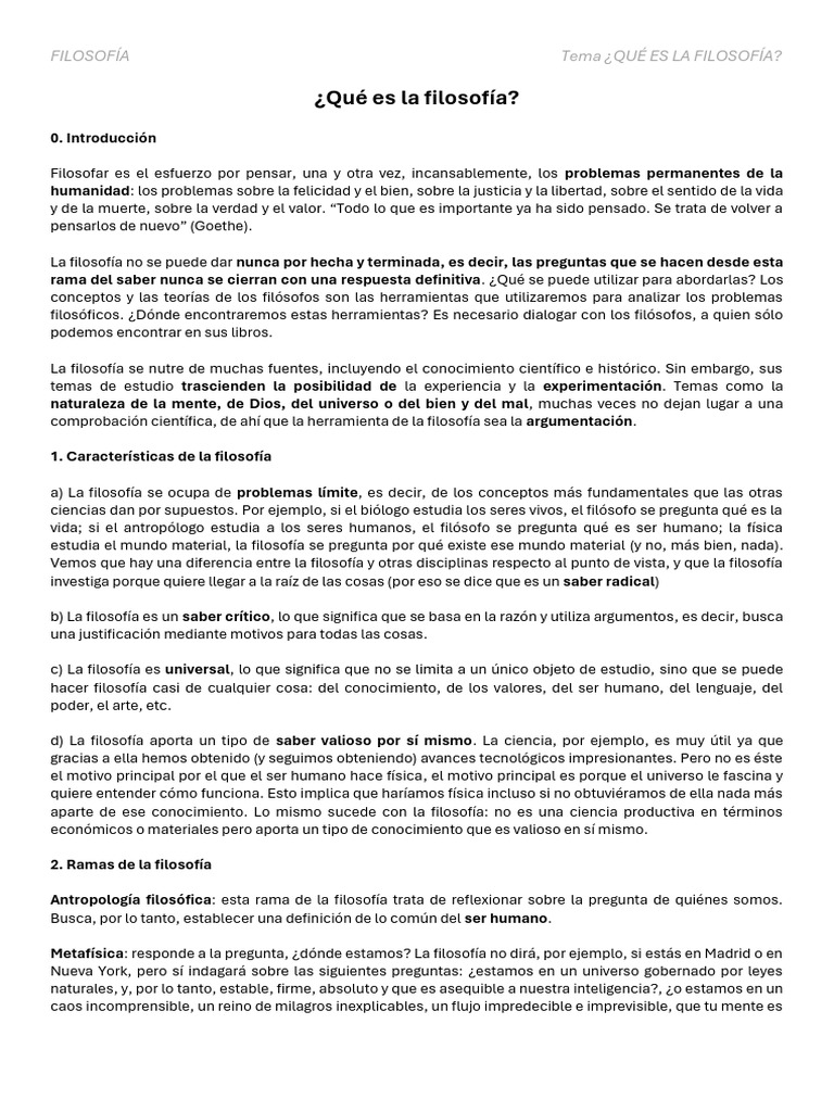 Tema 1 QUÉ ES FILOSOFÍA (Teoría) | PDF | Conocimiento | Verdad