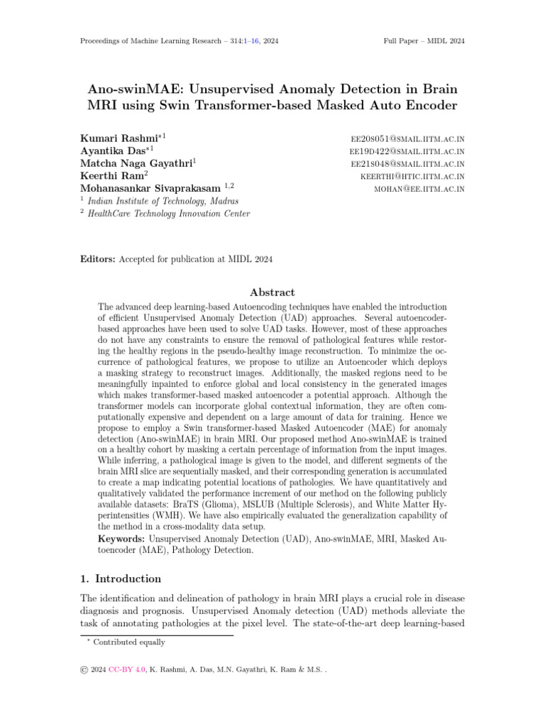 Unsupervised Anomaly Detection in Brain MRI | PDF | Cluster Analysis | Image Segmentation