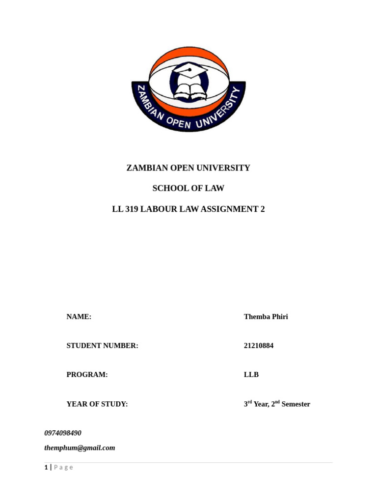 Labour Law Assignment 2 | PDF | Employment | Labour Law