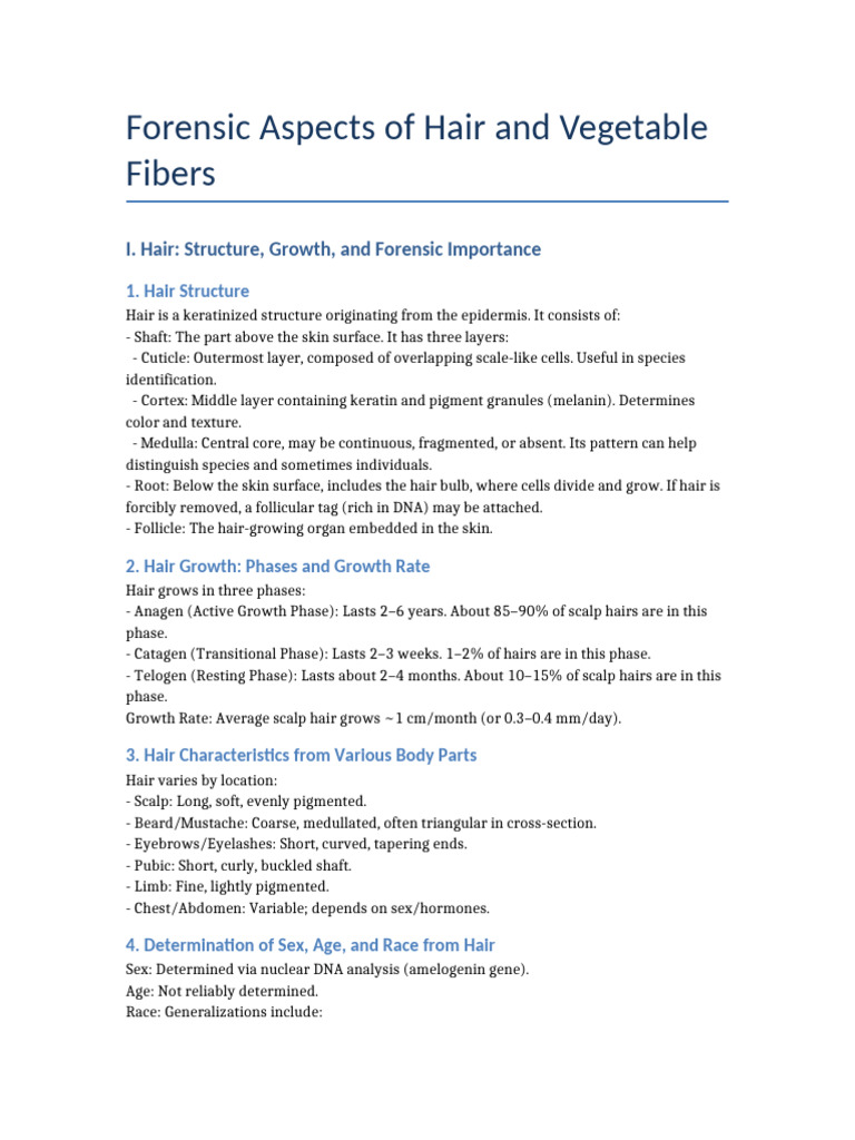 Forensic Hair and Fiber Analysis | PDF | Hair | Human Hair