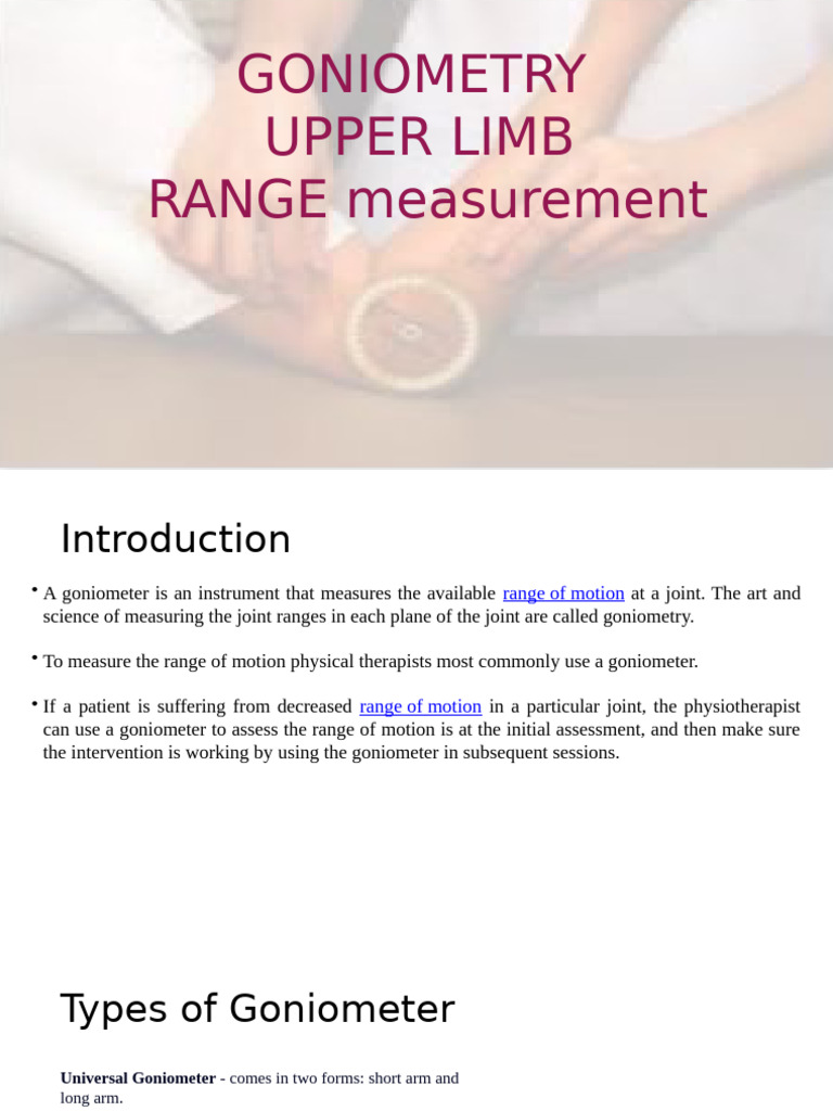 Goniometery | PDF | Anatomical Terms Of Motion | Arm