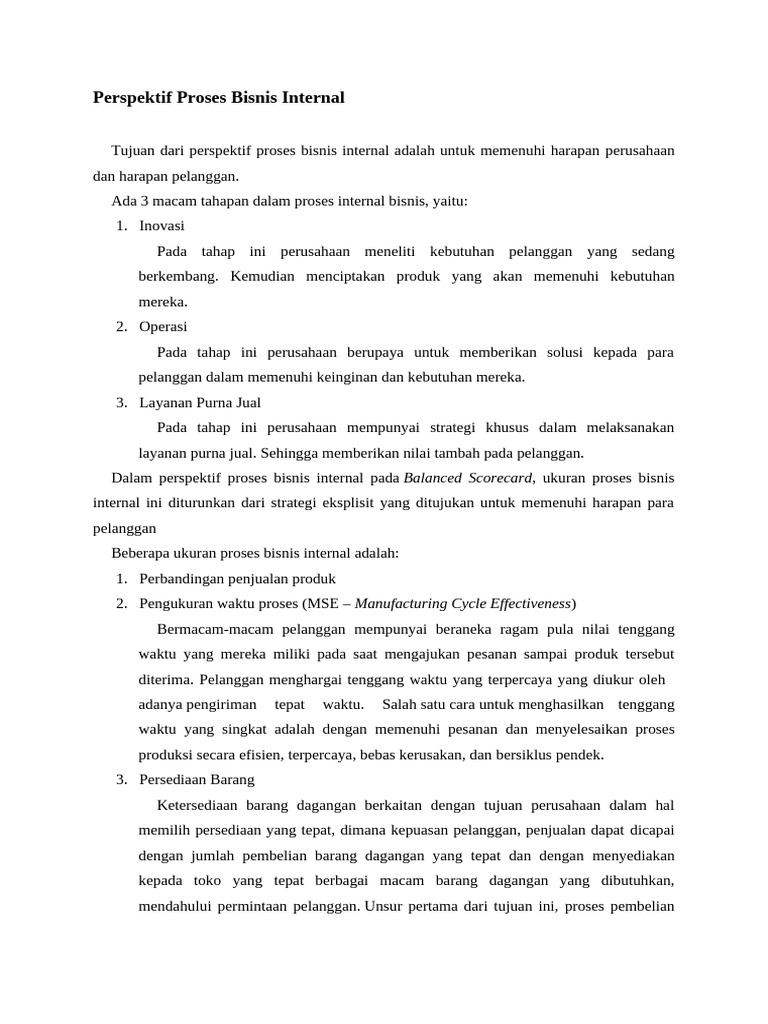 Proses Bisnis Internal dan Pembelajaran Karyawan | PDF