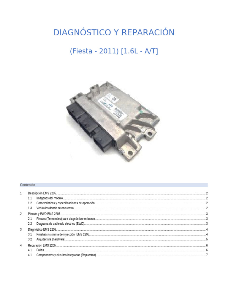Diagnóstico EMS 2205 Ford Fiesta | PDF | Inyección de combustible ...