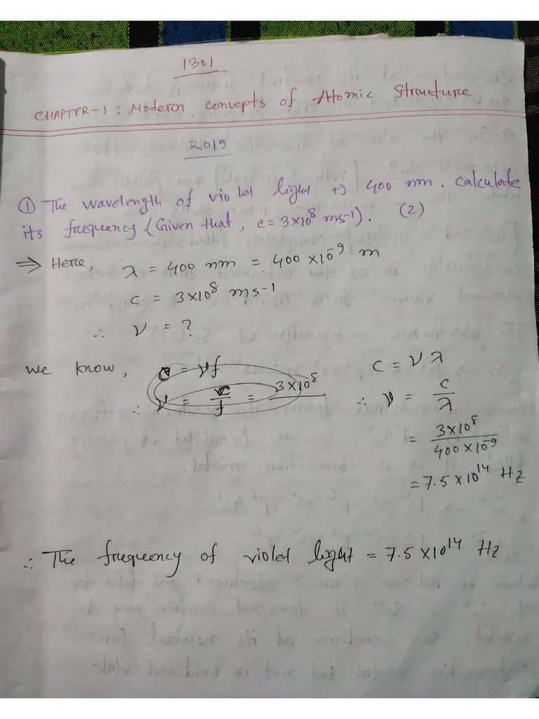 Chem-1301 - Atomic Structure QS | PDF