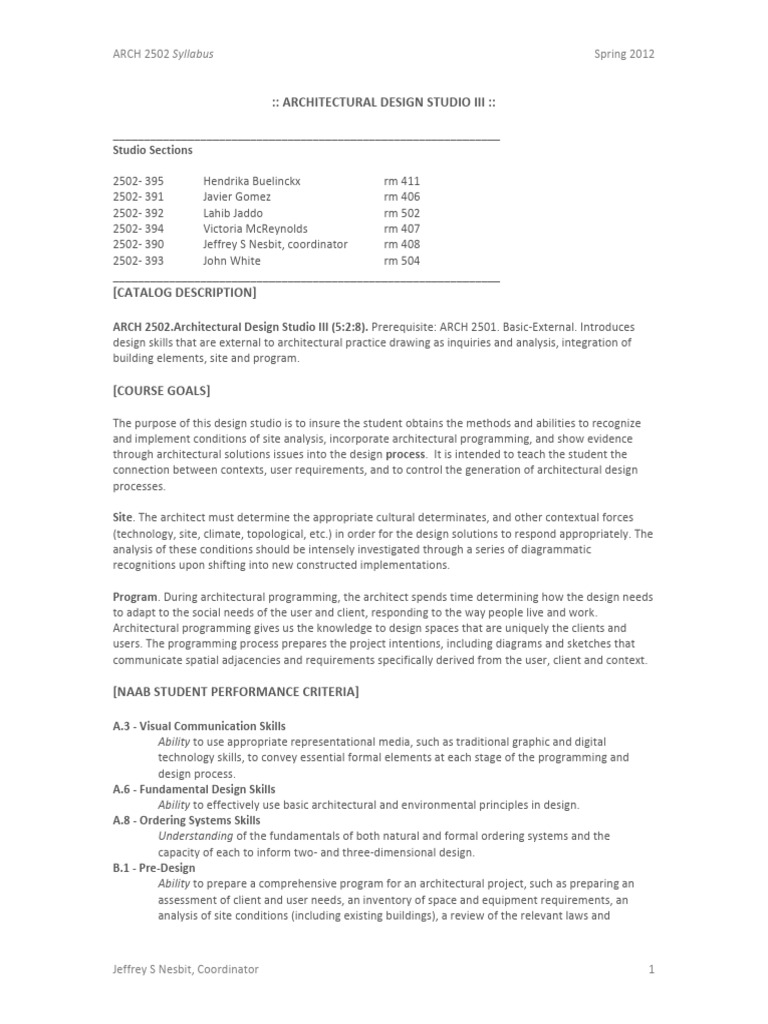 Ar. Architectural Design-Syllabus | PDF | Design