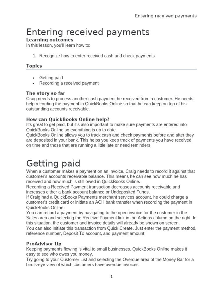 Entering Received Payments | PDF | Banks | Payments