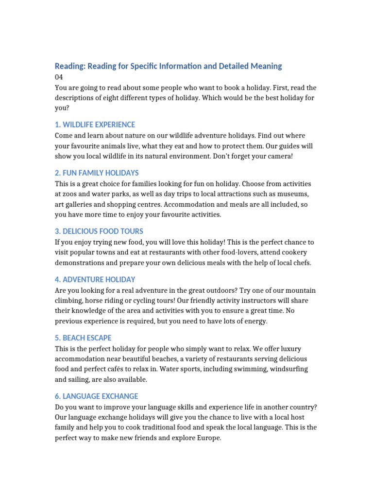 Holiday Descriptions Lesson | PDF