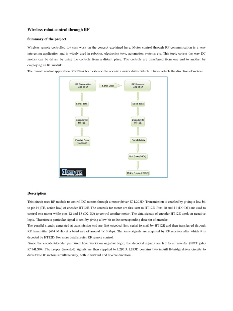 Wireless Motor Control through RF Communication | PDF | Transmitter | Radio Frequency