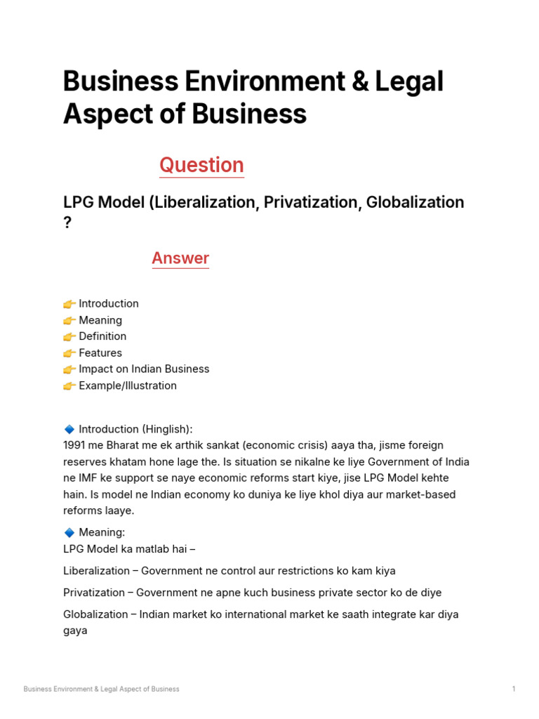 Business Environment Legal Aspect of Business | PDF | Privatization ...