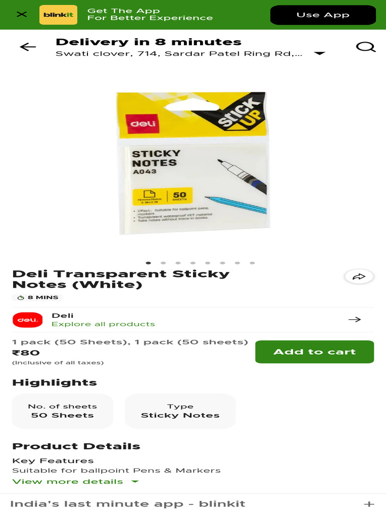 Deli Transparent Sticky Notes (White) Price - Buy Online at 80 in India ...