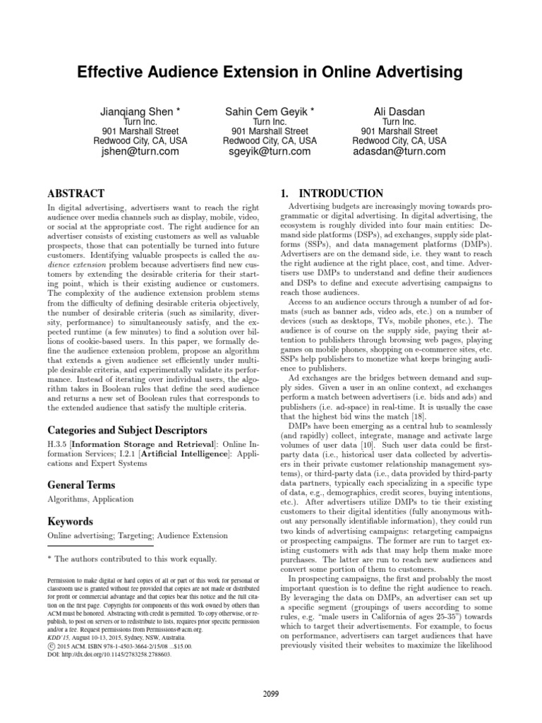 Effective Audience Extension in Online Advertising | PDF | Advertising