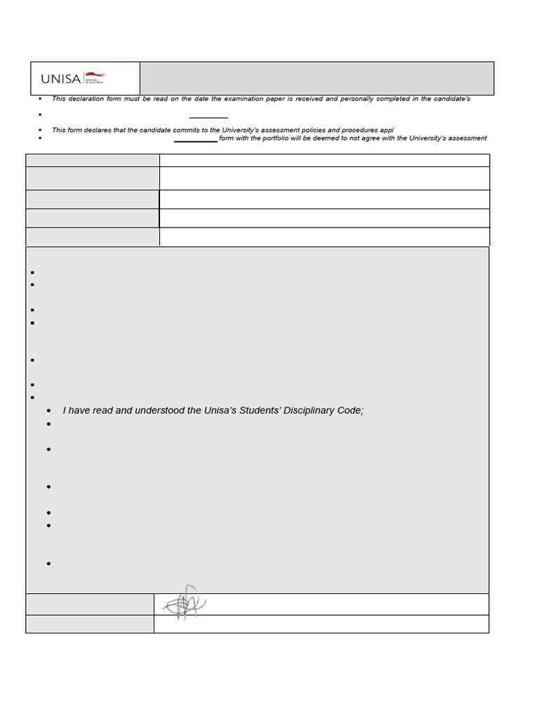 PGM Honesty Declaration Form, Exam Cover Page and Answer Sheet 4816 ...