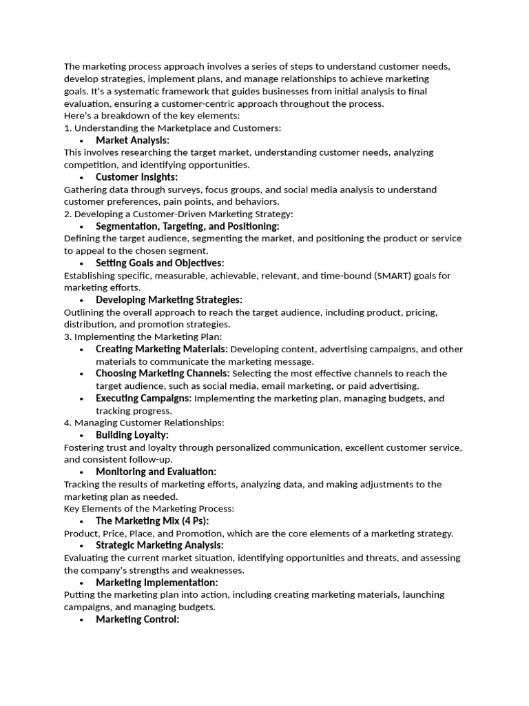 The Marketing Process Approach | PDF | Marketing | Marketing Strategy