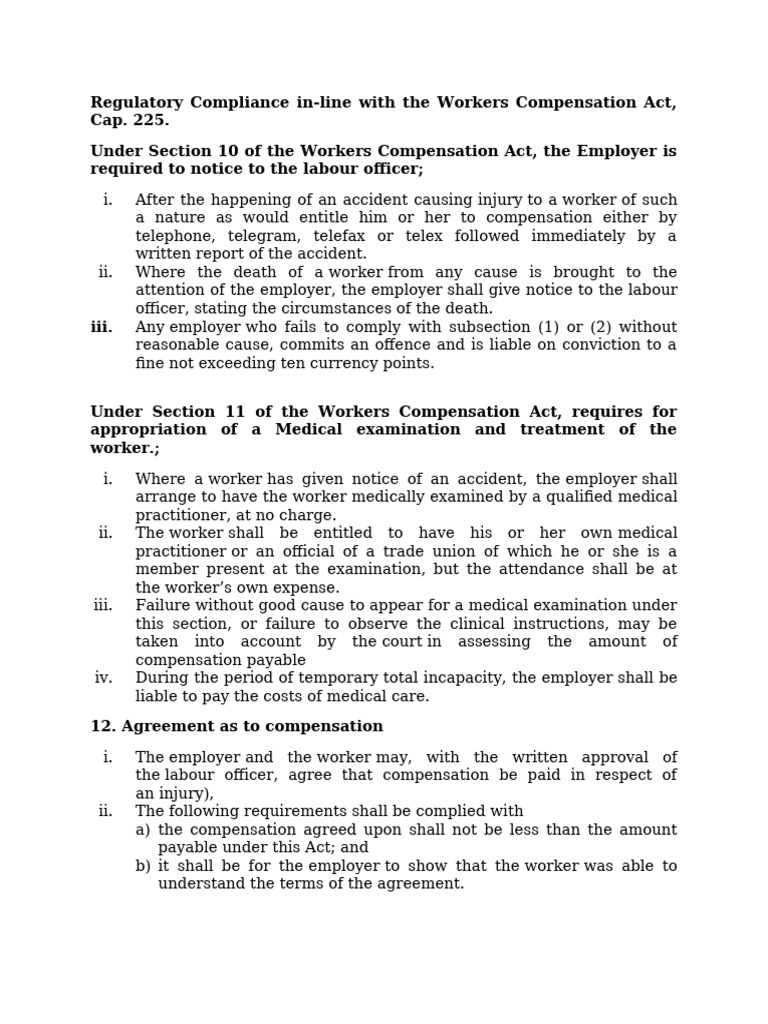 Compliance with Workers Compensation Act | PDF | Employment | Workers ...