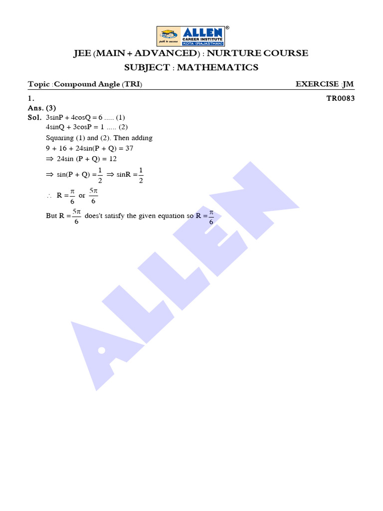203) Compound Angle - Exercise-O-JM Solution @askvilenji | PDF | Chess ...