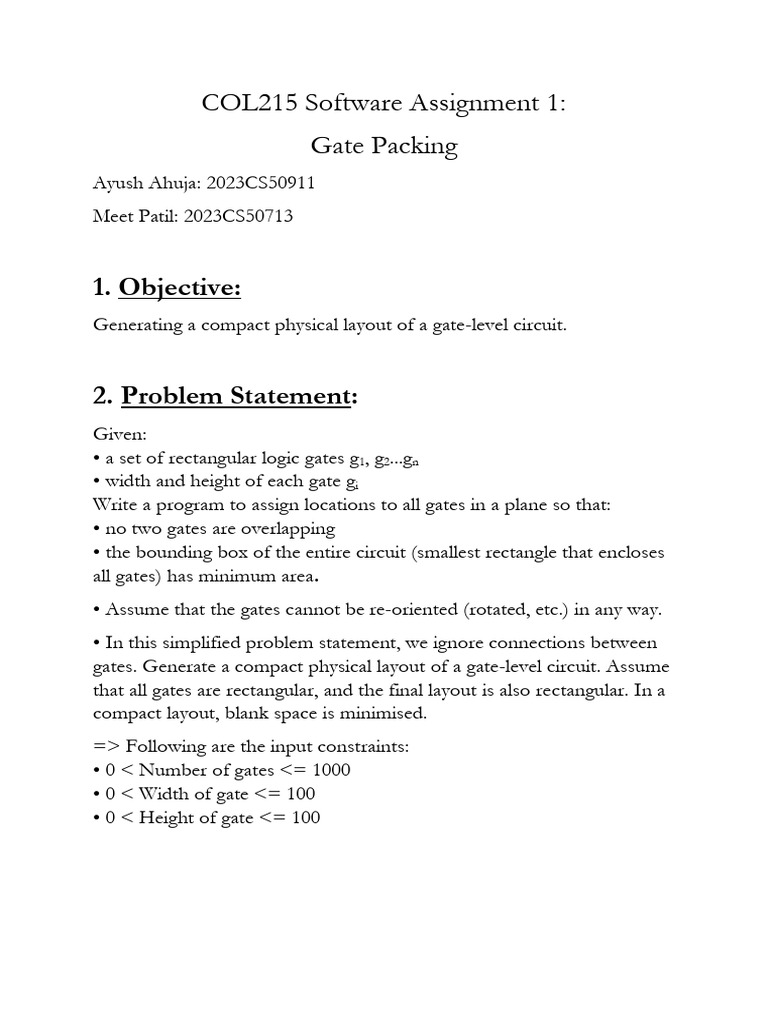COL215 Gate Packing Assignment Overview | PDF | Computer Engineering