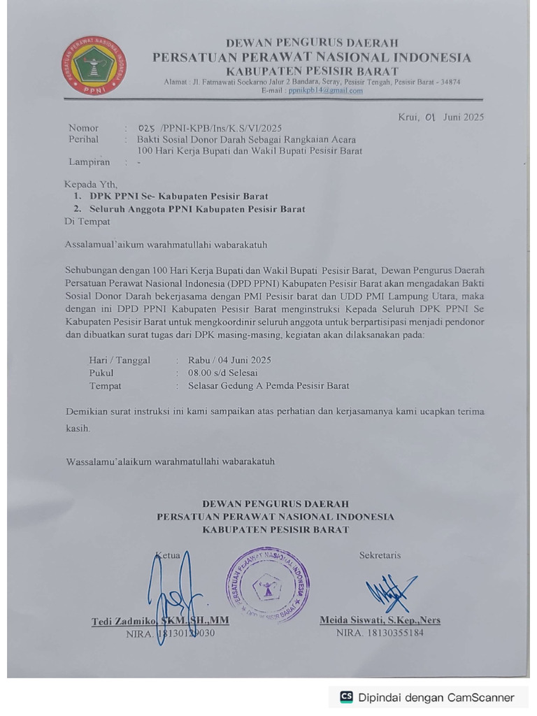 Instruksi Ke DPK Dan Anggota | PDF