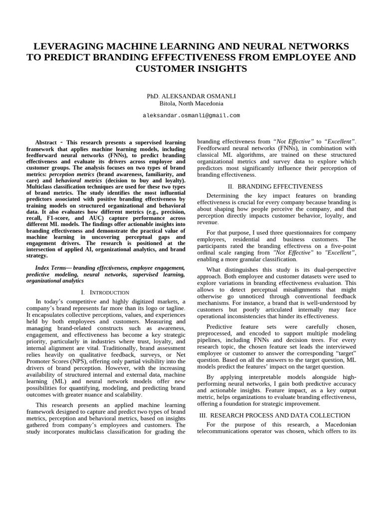Leveraging ML To Predict Branding Effectiveness | PDF | Machine ...