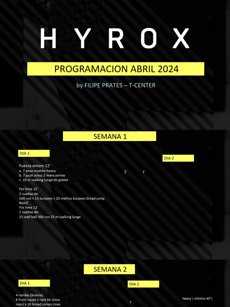 Plan de Entrenamiento Hyrox Abril 2024 | PDF