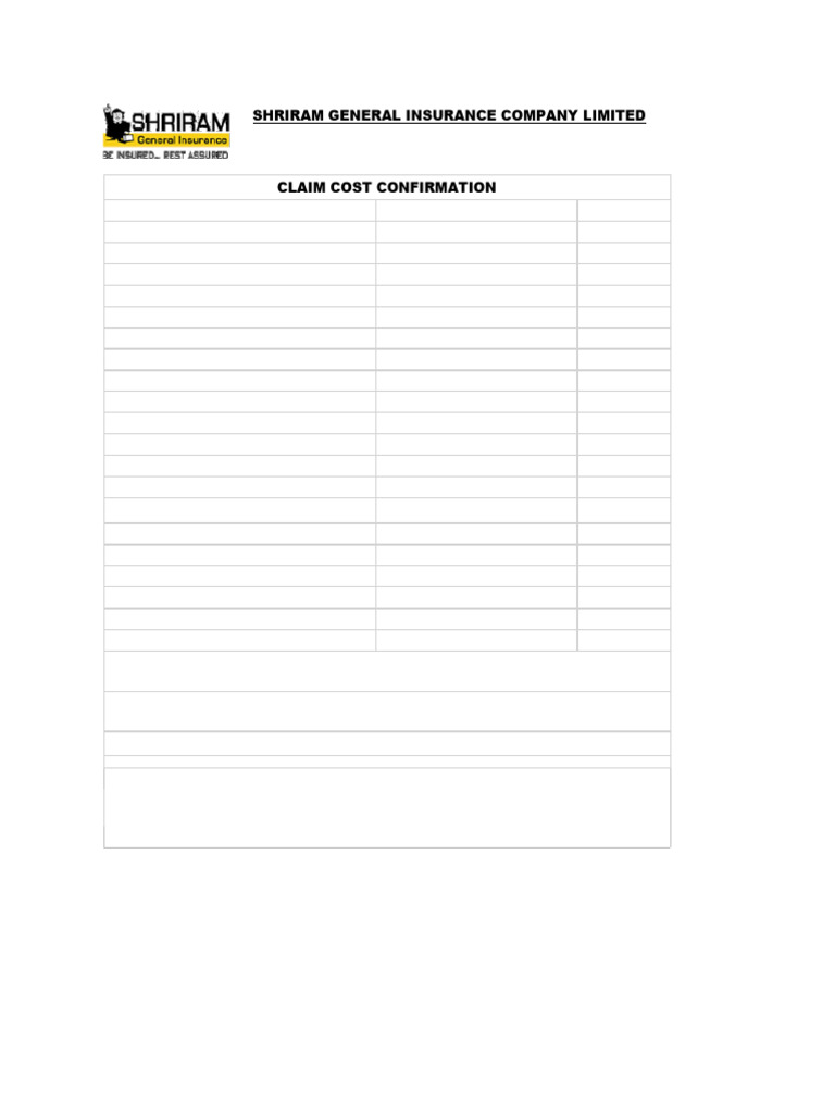 Claim Cost Confirmation | PDF