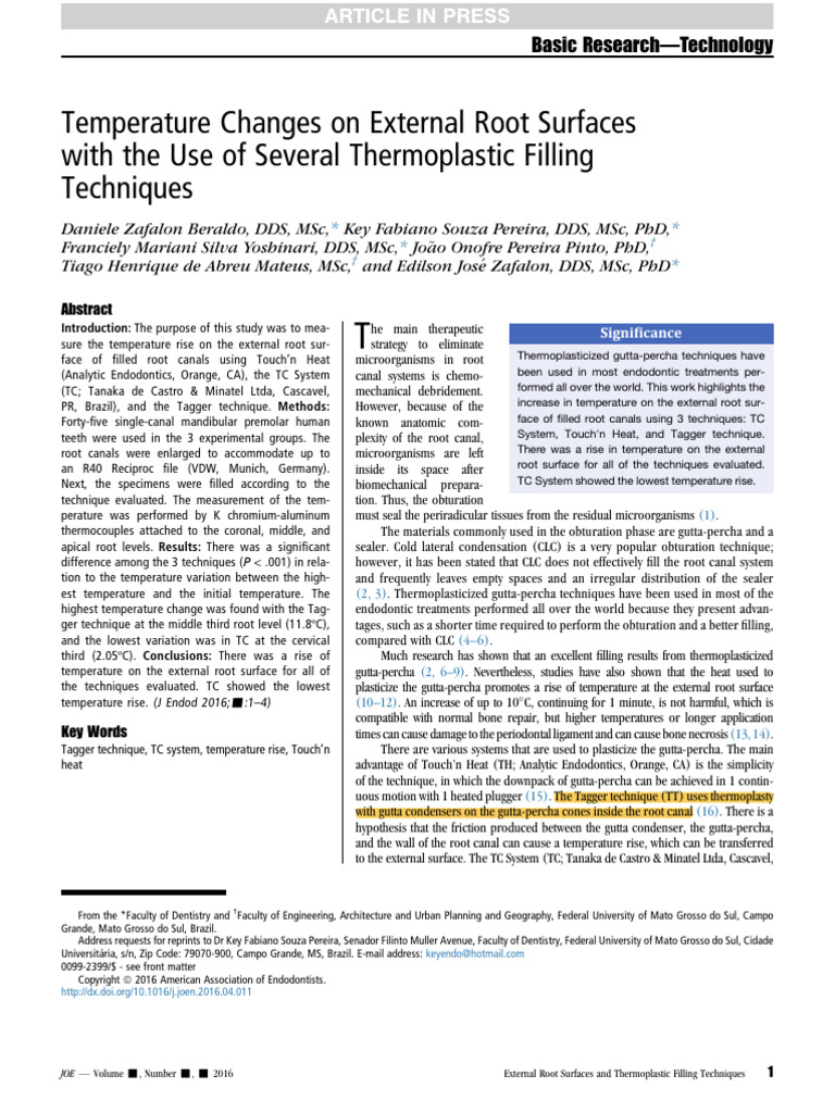 Temperature Changes On External Root Surfaces With The Use of Several ...