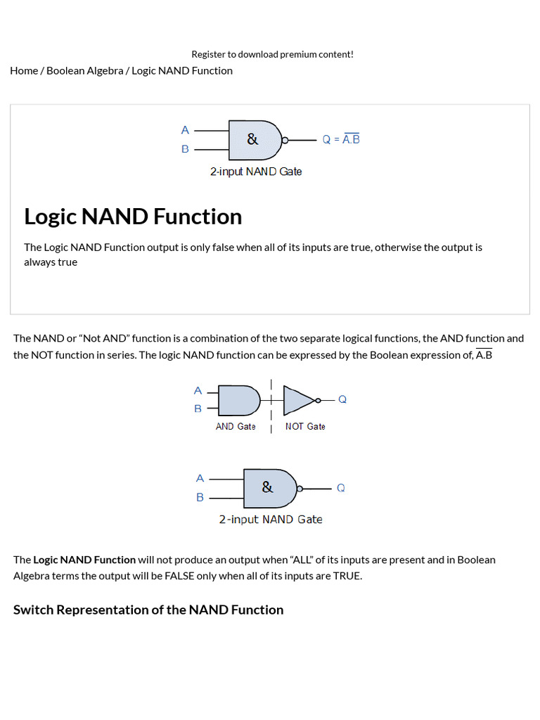 Understanding the NAND Logic Function | PDF