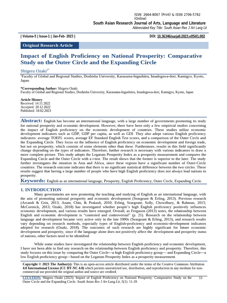 English Proficiency and National Prosperity | PDF | Gross Domestic ...