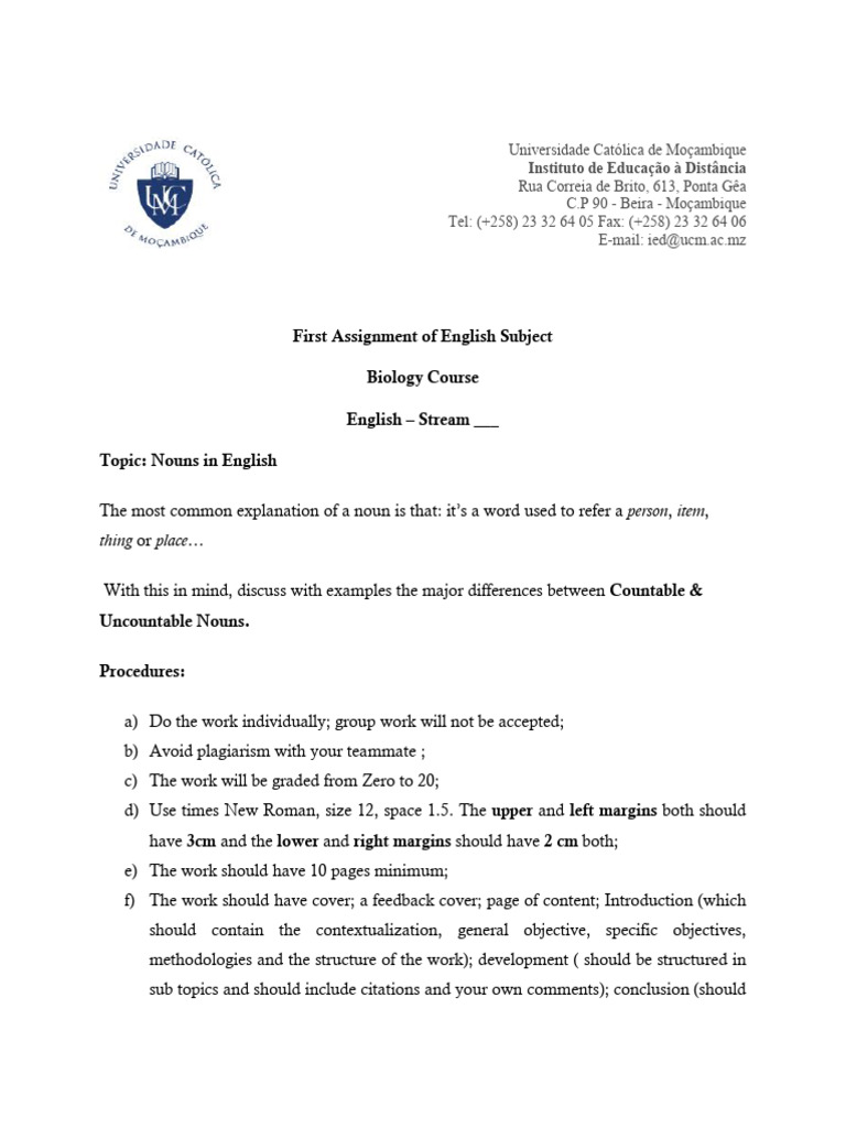 Trabalho de Campo Da Cadeira de Ingl (Ensino de Biologia - 2025) | PDF