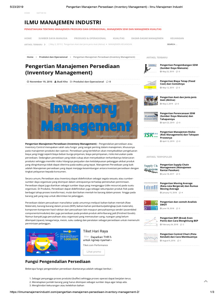 Pengertian Manajemen Persediaan (Inventory Management) - Ilmu Manajemen ...