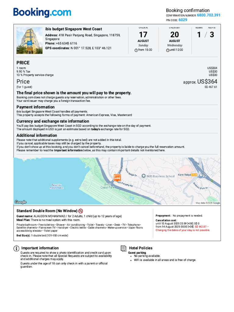 Booking Confirmation for Alauddin Mohammad | PDF | Payments | Fee
