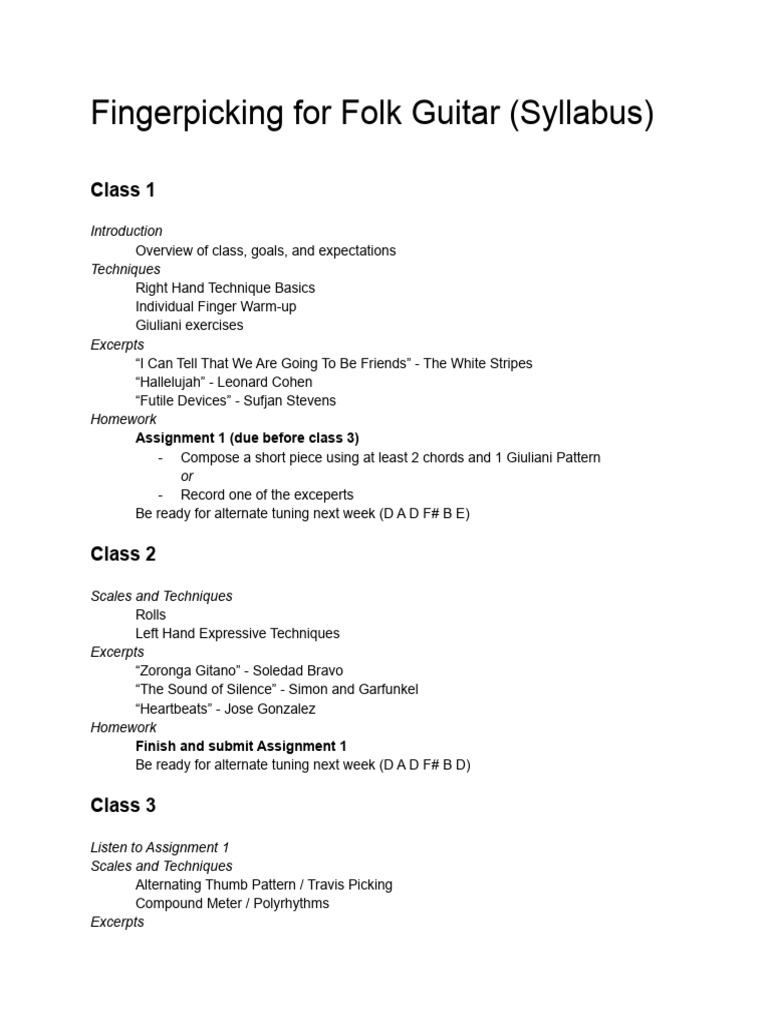 Fingerpicking For Folk Guitar (Syllabus 2025) | PDF | Scale (Music) | Music Theory