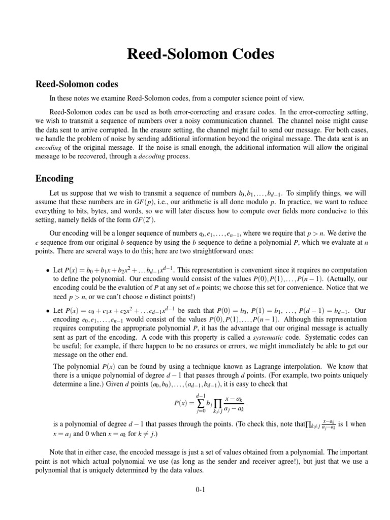 Reed Solomon Code | Applied Mathematics | Algorithms