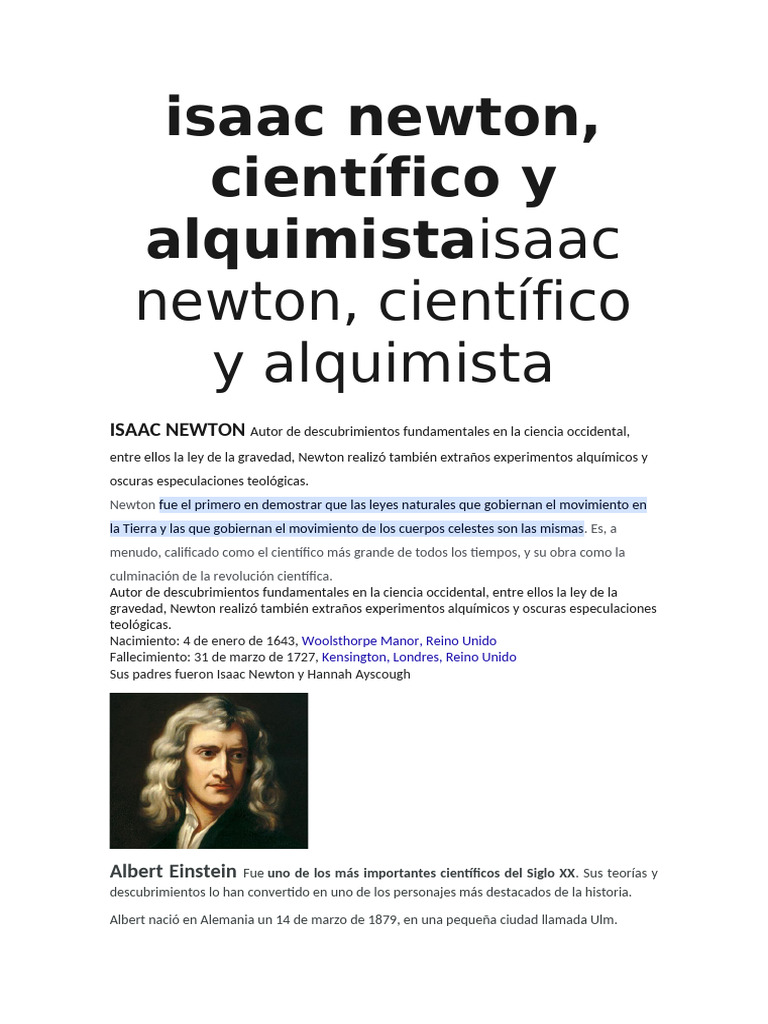 Isaac Newton: Ciencia y Alquimia | PDF