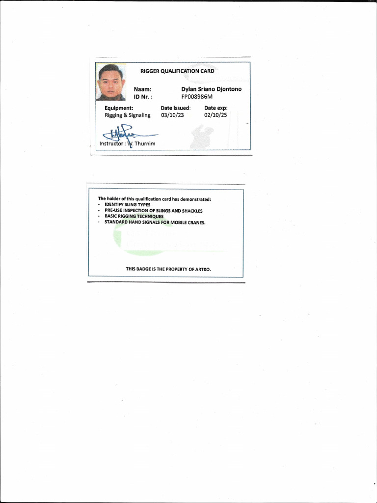 Rigger Bagde - Dylan Djontono | PDF