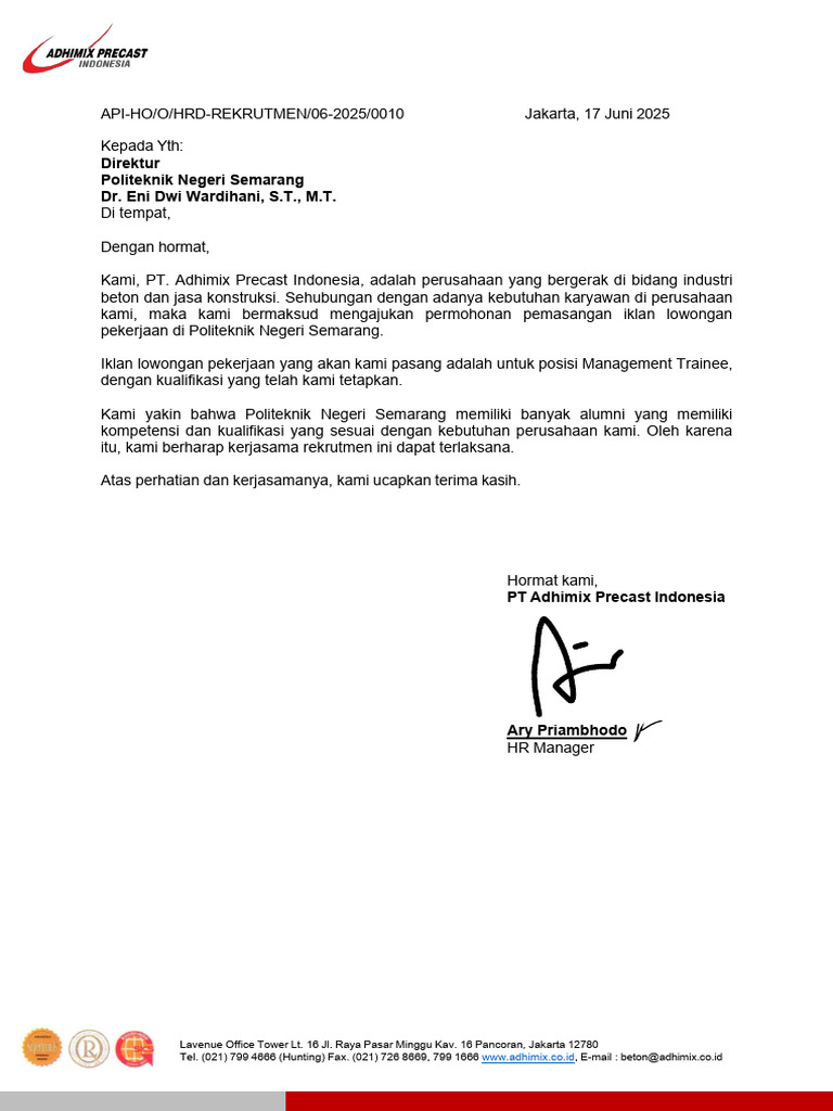 Surat Publikasi MT - Polines - Juni 2025 New-1 | PDF