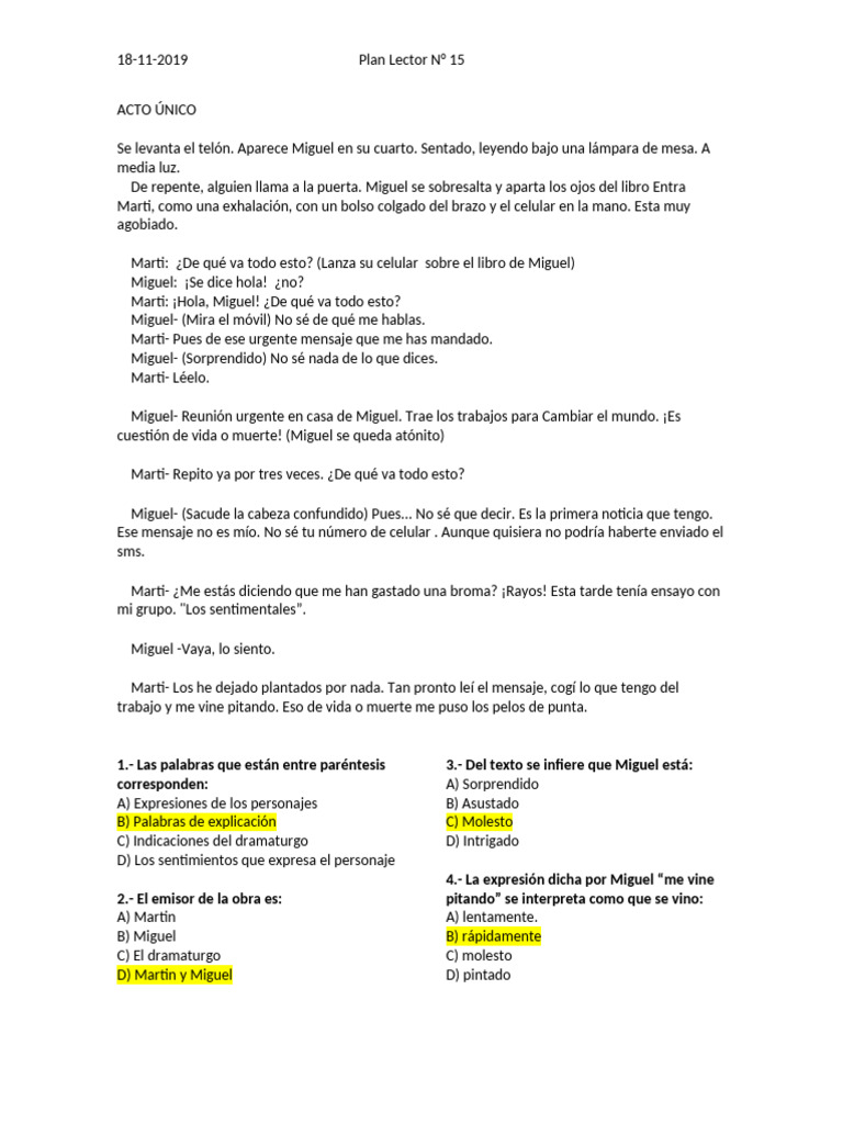 Plan Lector N°15 | PDF